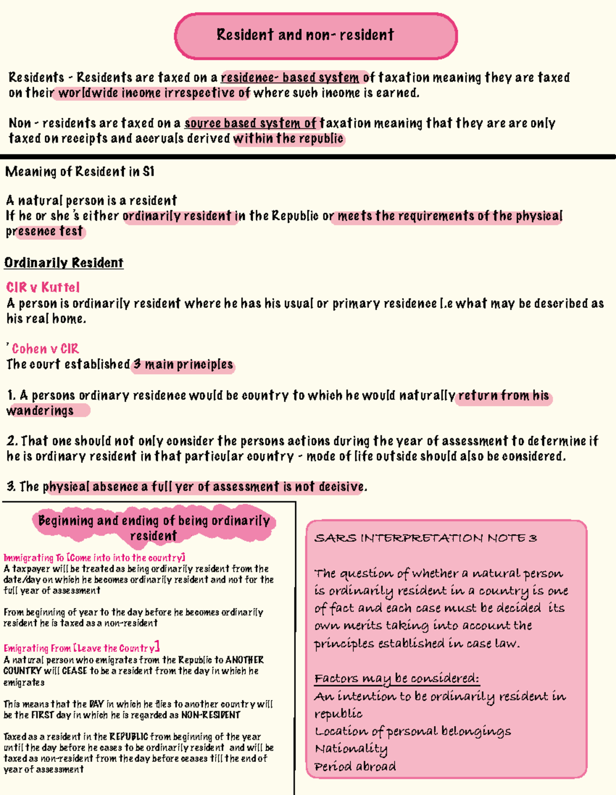 Notes on 3 12 24 2 - Summary - Resident and non- resident Residents ...