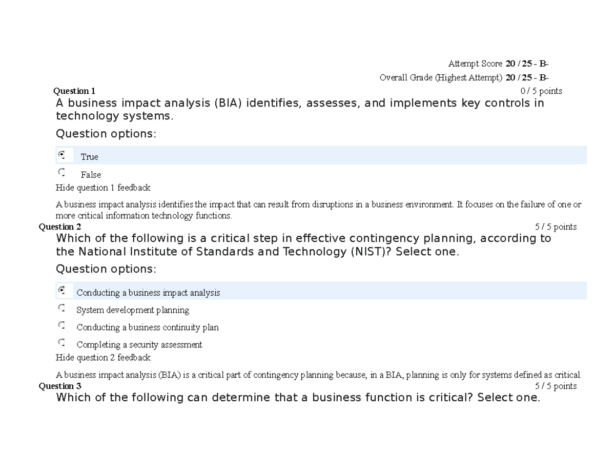 IT-313 7-1 Quiz - IT-313 7-1 Quiz - Attempt Score 20 / 25 - B- Overall ...