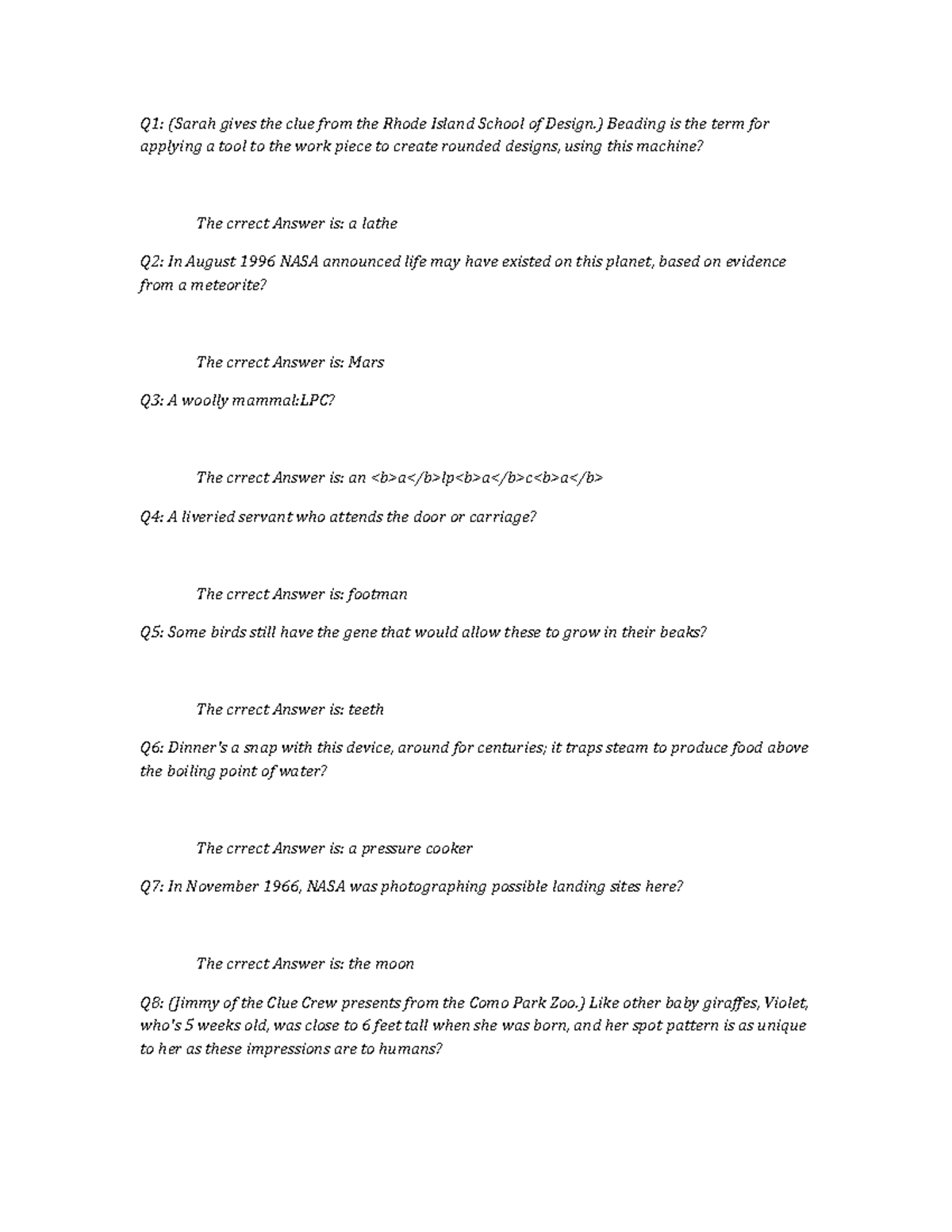 2 Cheat Sheet for VJDK - NOTES - Q1: (Sarah gives the clue from the ...