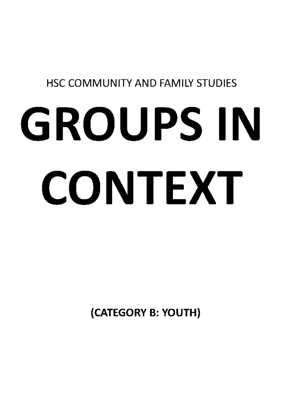 Youth Groups - HSC COMMUNITY AND FAMILY STUDIES GROUPS IN CONTEXT ...