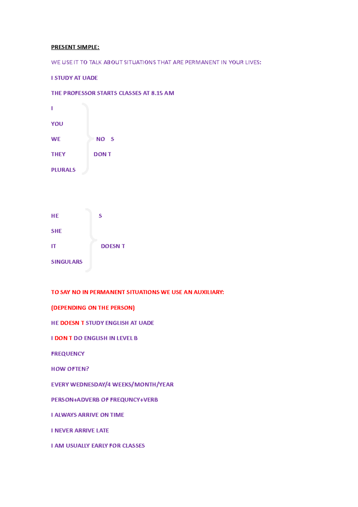 Present Simple - Ingles I - PRESENT SIMPLE: WE USE IT TO TALK ABOUT ...