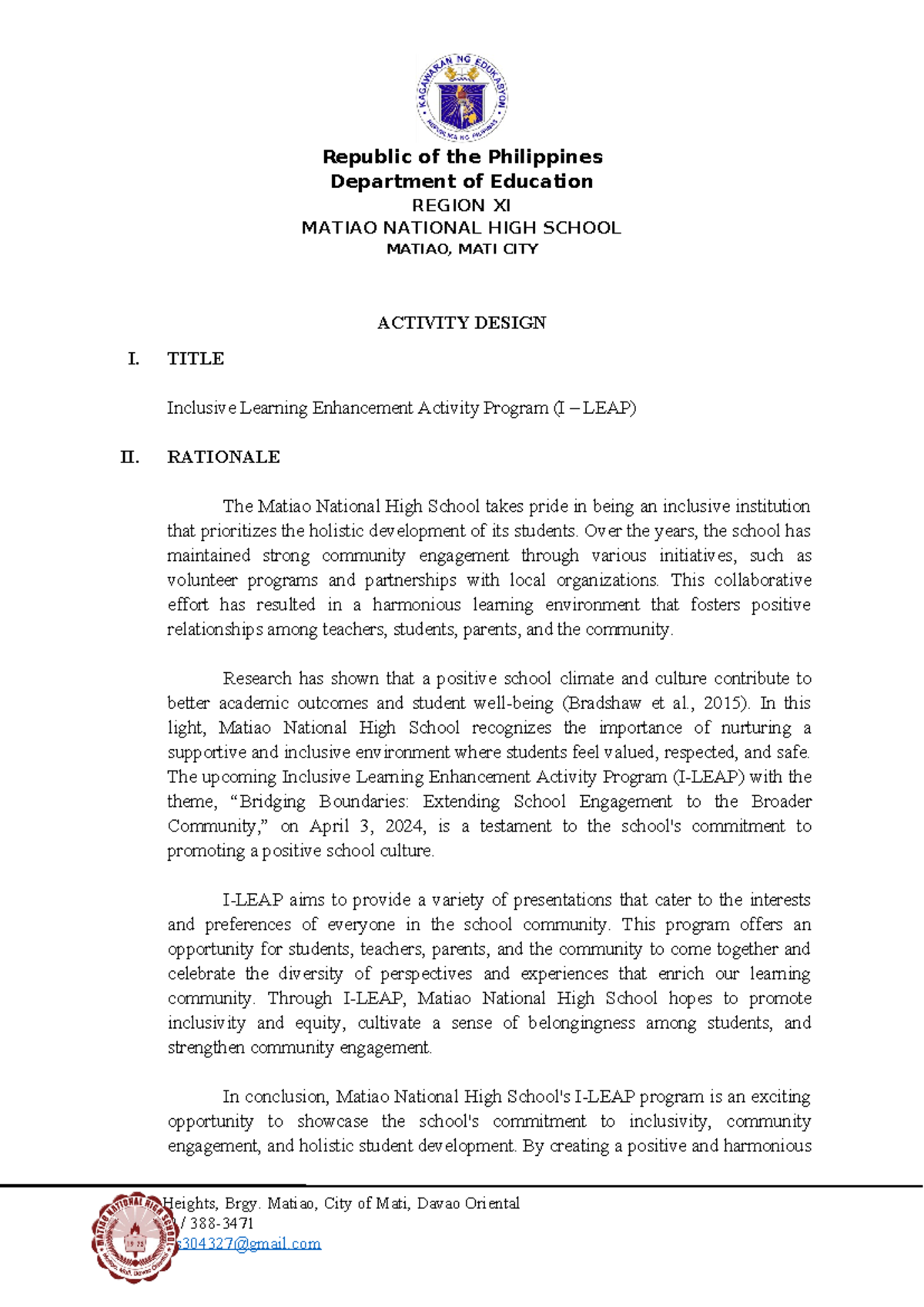 Activity- Design Foundation-DAY-2024 - Republic of the Philippines ...