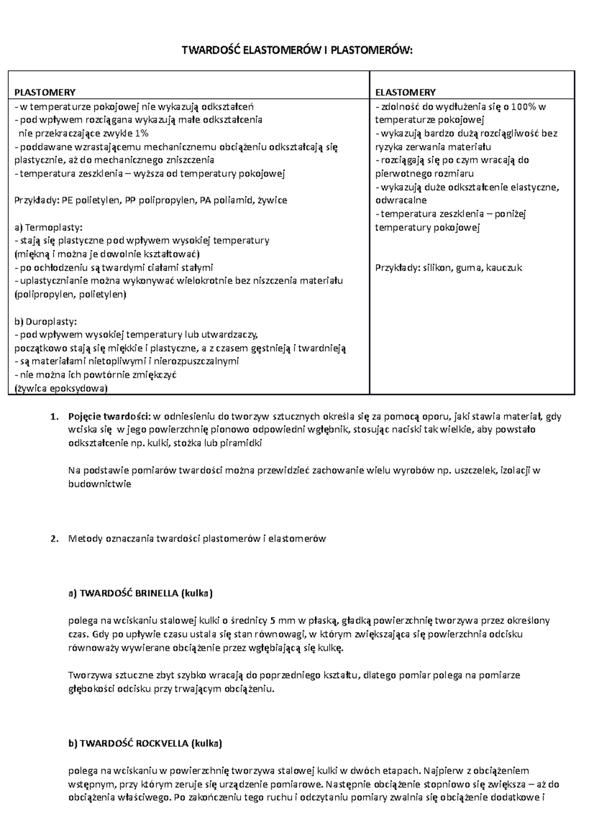 TwardoŚĆ Elastomerów I Plastomerów - TWARDOŚĆ ELASTOMERÓW I PLASTOMERÓW ...