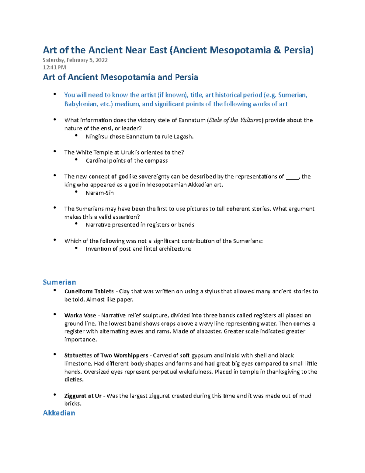 Art of the Ancient Near East (Ancient Mesopotamia & Persia) - Sumerian ...