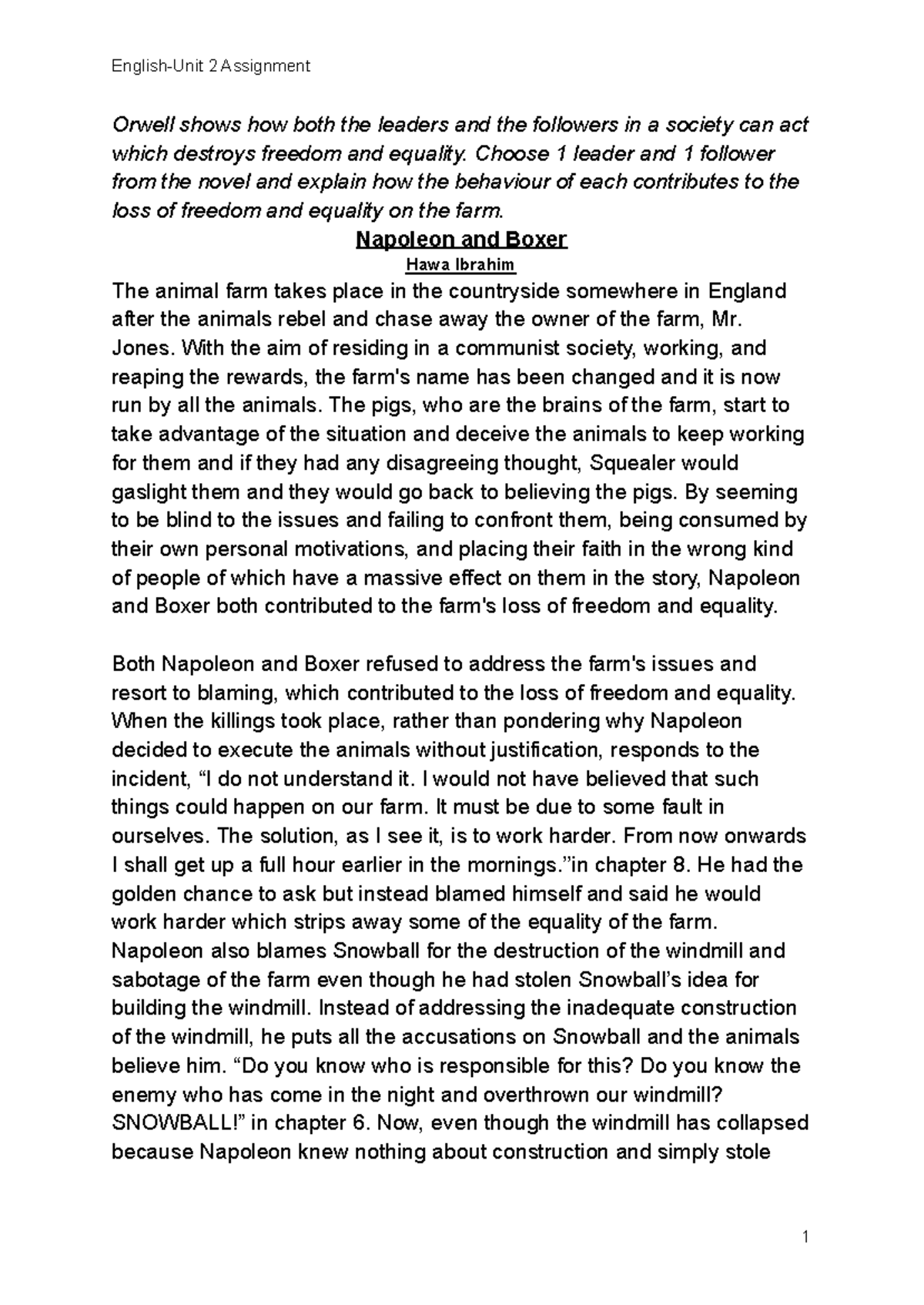 Animal farm essay - Orwell shows how both the leaders and the followers ...