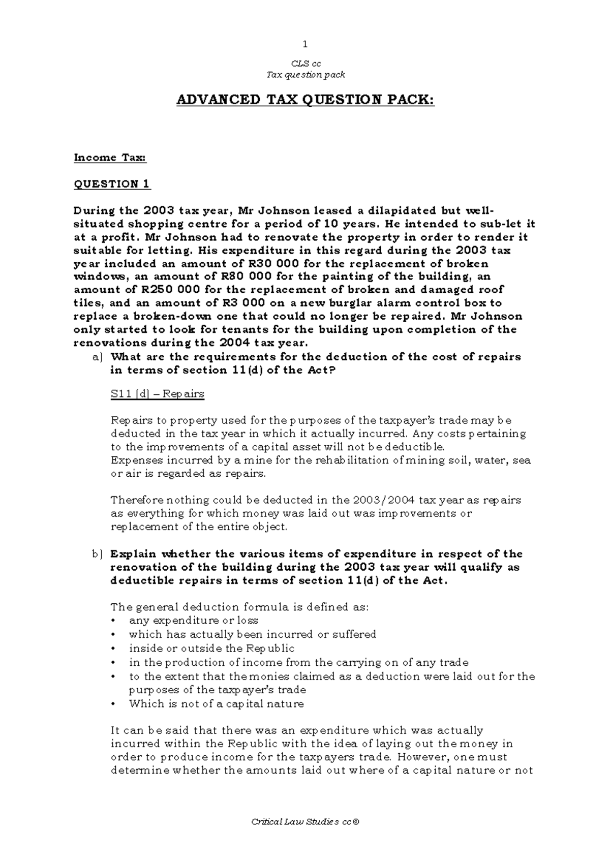 CLS EXAM PACK - RSK2601 gimmenotes EXAM PACK RSK2601 gimmenotes EXAM ...