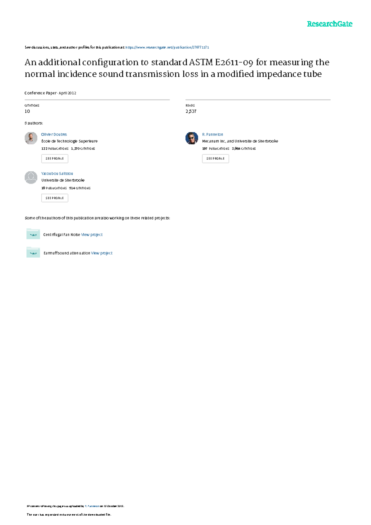 An additional configuration to standard ASTM E2611 - Panneton Mecanum Inc, and Université de ...