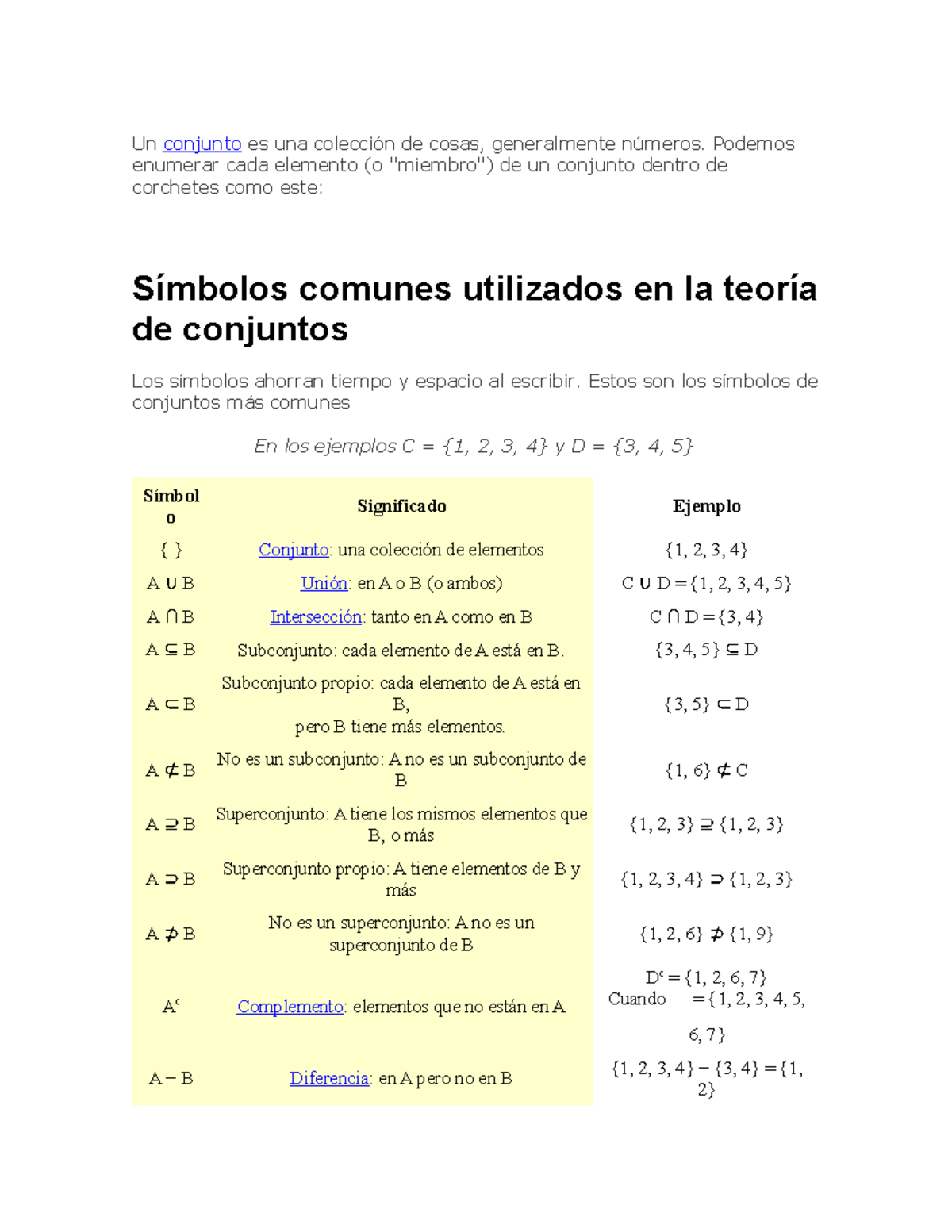 Simbolos en los conjuntos - Un conjunto es una colección de cosas ...