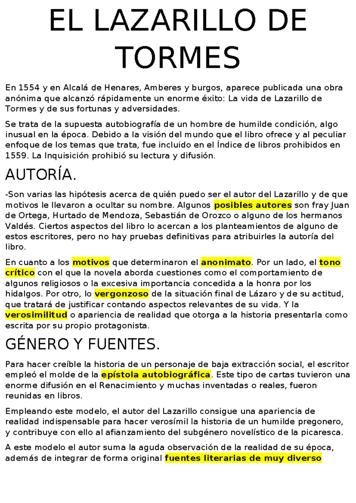 EL Lazarillo DE Tormes 1 bach - EL LAZARILLO DE TORMES En 1554 y en ...