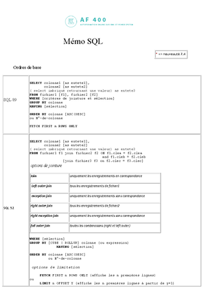Exercice SQL - 1 Exercices : Langage SQL Exercice 1 : Soit la base de données - Studocu