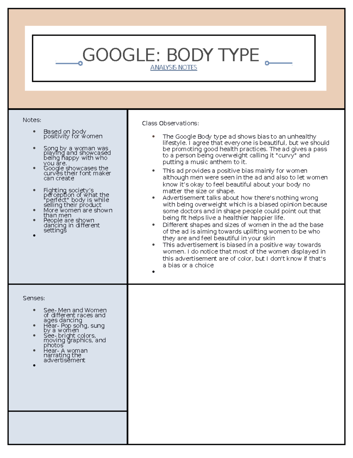 Google Body Type - scs 100 - GOOGLE: BODY TYPE ANALYSIS NOTES Notes ...