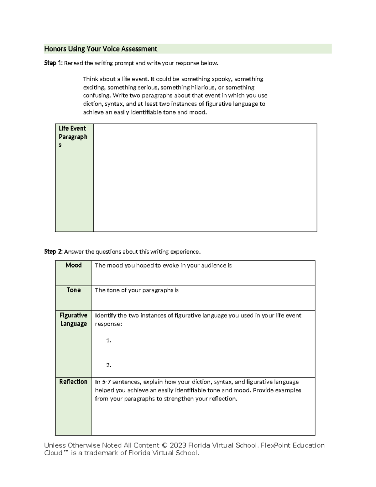 01 07 using your voice assessment - Honors Using Your Voice Assessment ...