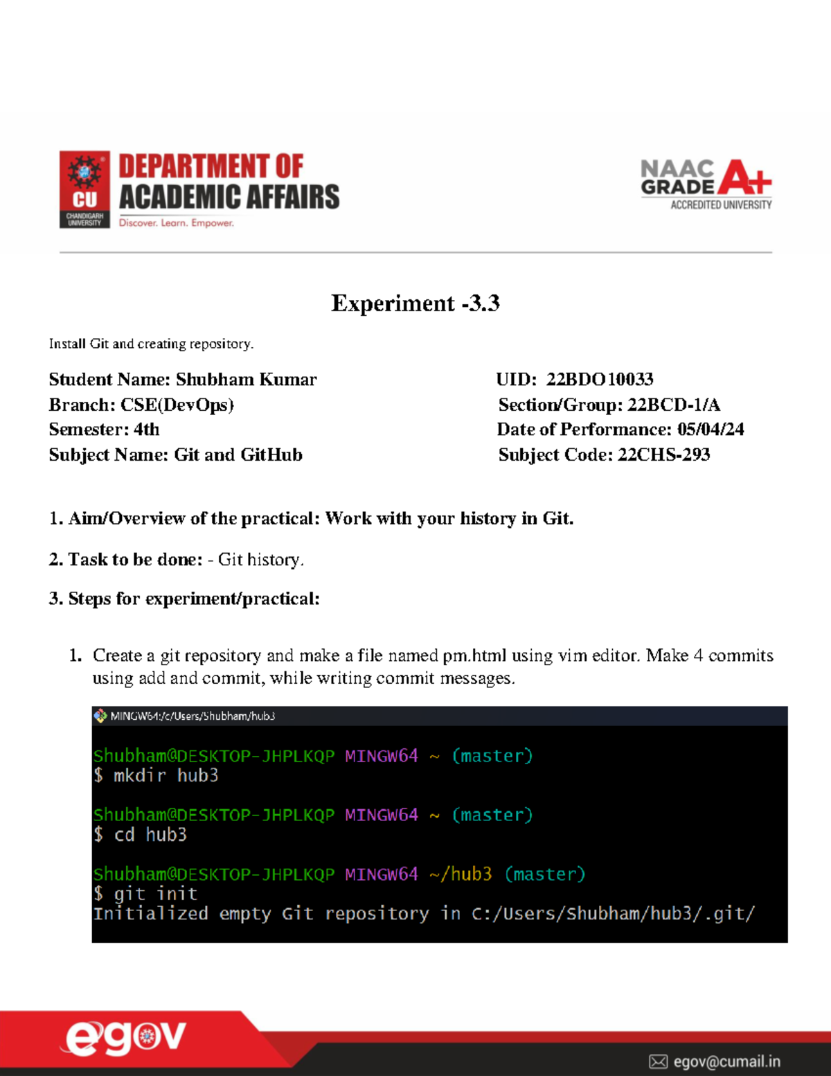 Git Exp 3 - Sinple - Experiment - 3. 3 Install Git and creating ...