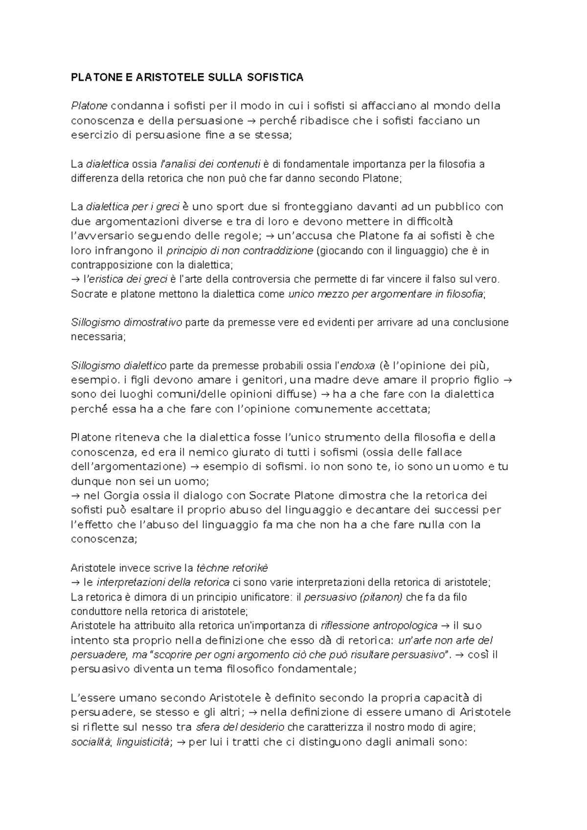 Mod 1- Platone e Aristotele sulla sofistica - PLATONE E ARISTOTELE ...