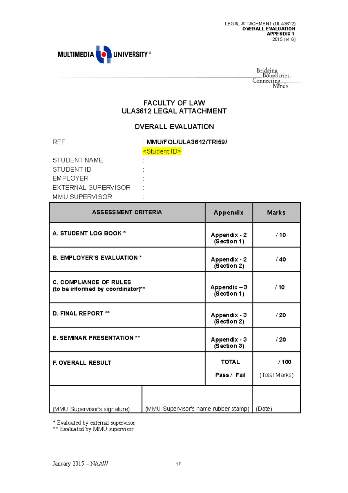 14.3 TRI 59 ULA3612 Appendix 1 Overall Evaluation FORM - LEGAL ...