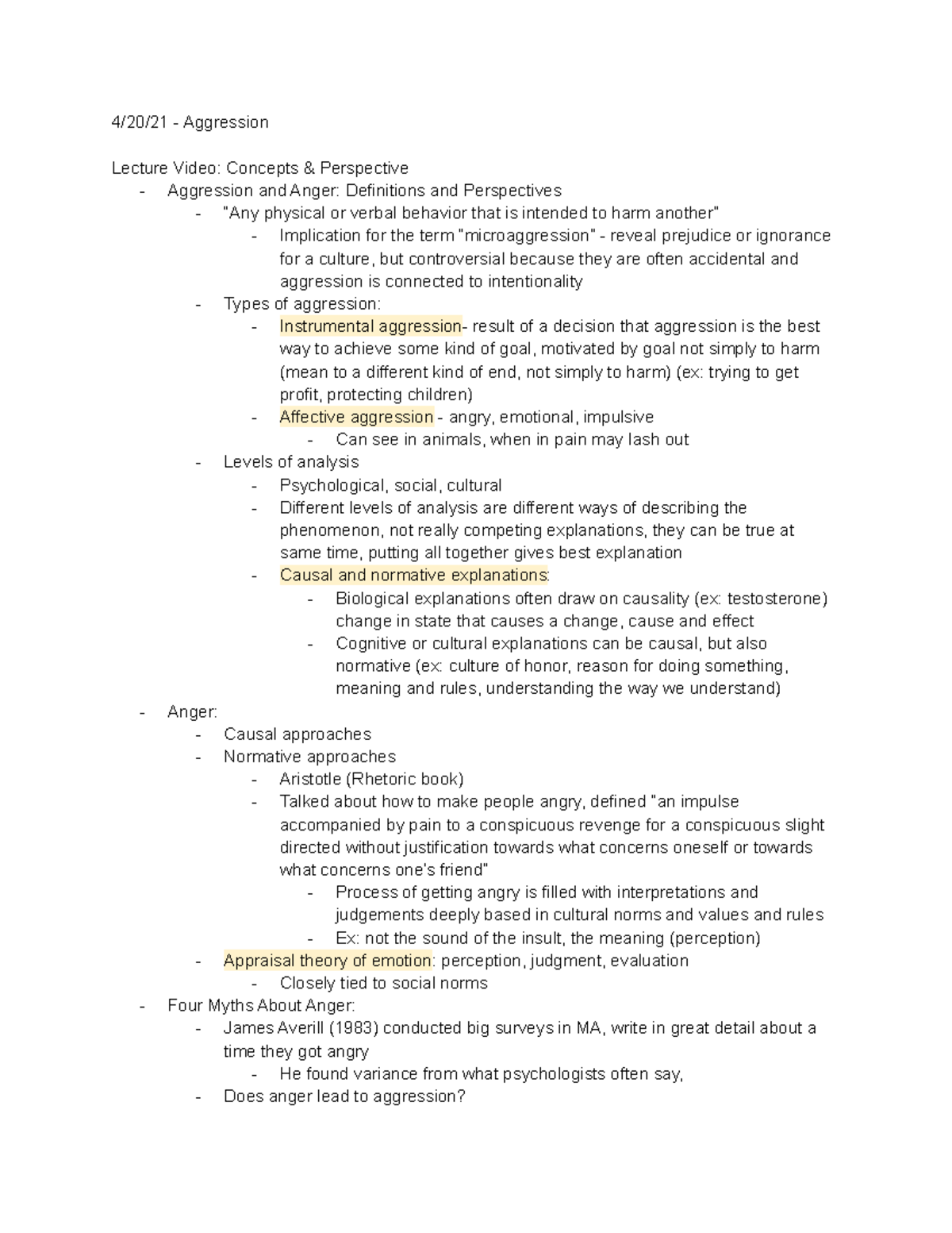 Social Psychology: Aggression - 4/20/21 - Aggression Lecture Video ...