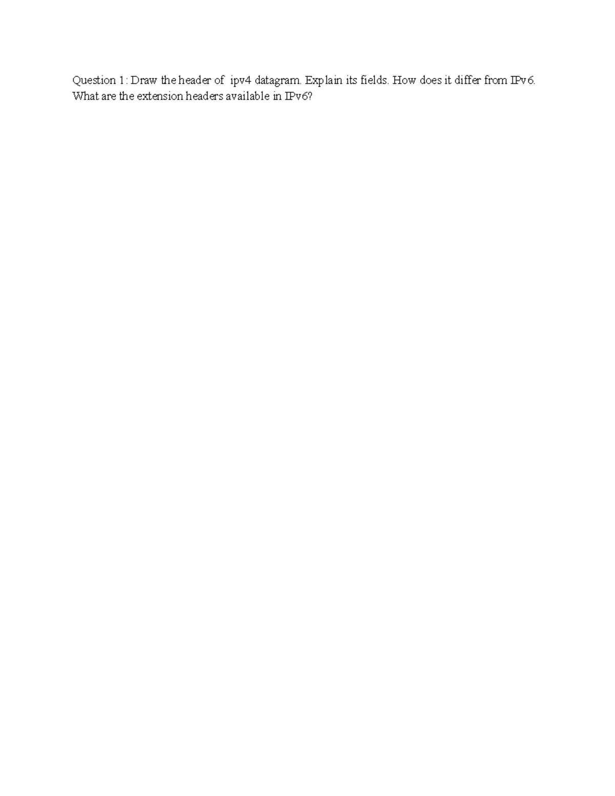 CN UNIT 3 PART 1 - handwritten notes - Question 1: Draw the header of ...