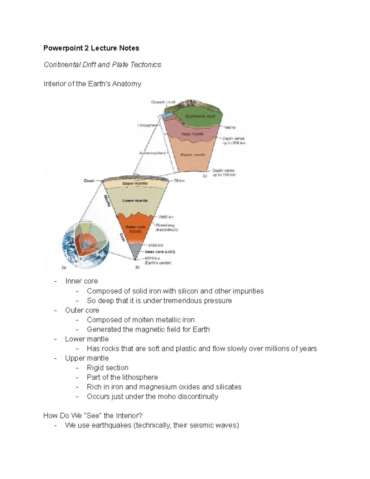 Planet Earth Lecture 2 Notes - Powerpoint 2 Lecture Notes Continental ...