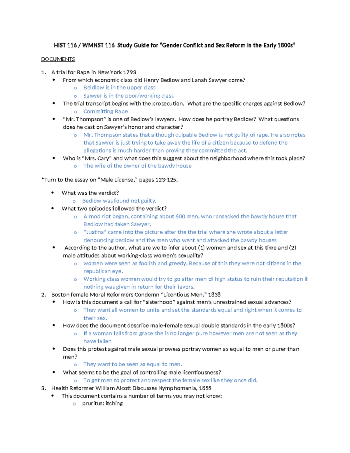 HIST 116 Study Guide for Conflict and Reform in 1800s - HIST 116 ...