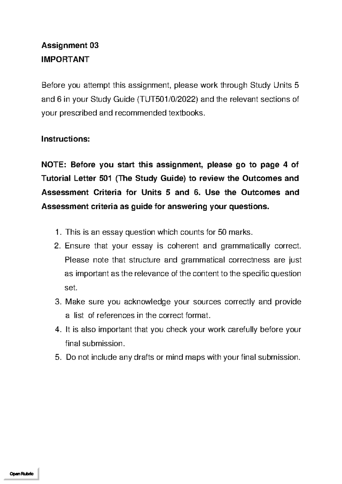 ENG 1514 2024 ASS3 - assignment 3 - Assignment 03 IMPORTANT Before you attempt this assignment ...