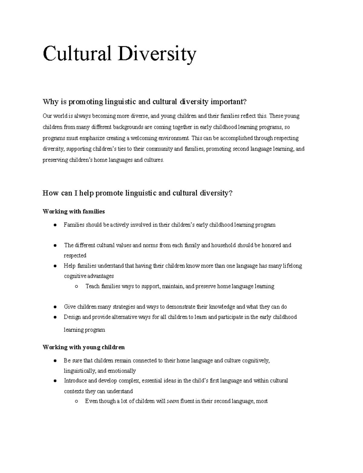 Introduction to Cultural Diversity - Cultural Diversity Why is ...
