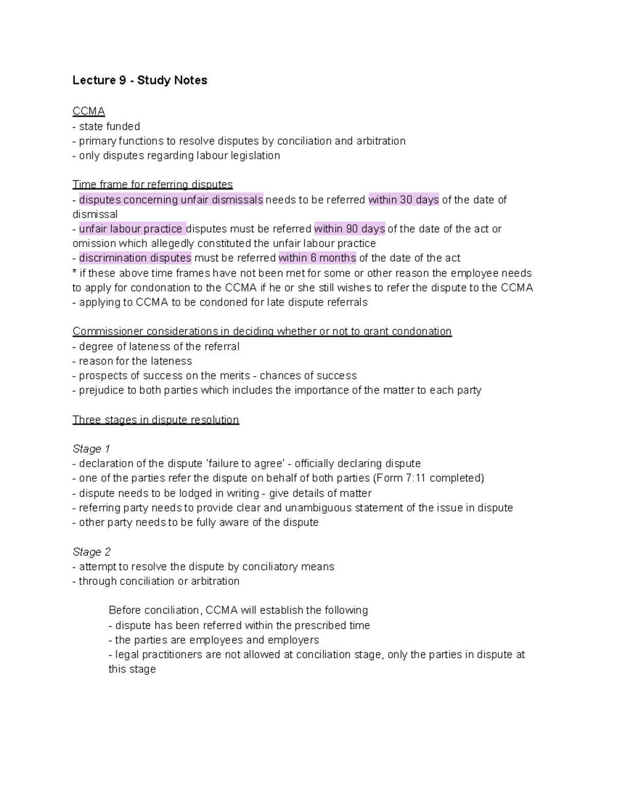 Lecture 9 - Class and Study Notes (HR) - Lecture 9 - Study Notes CCMA ...