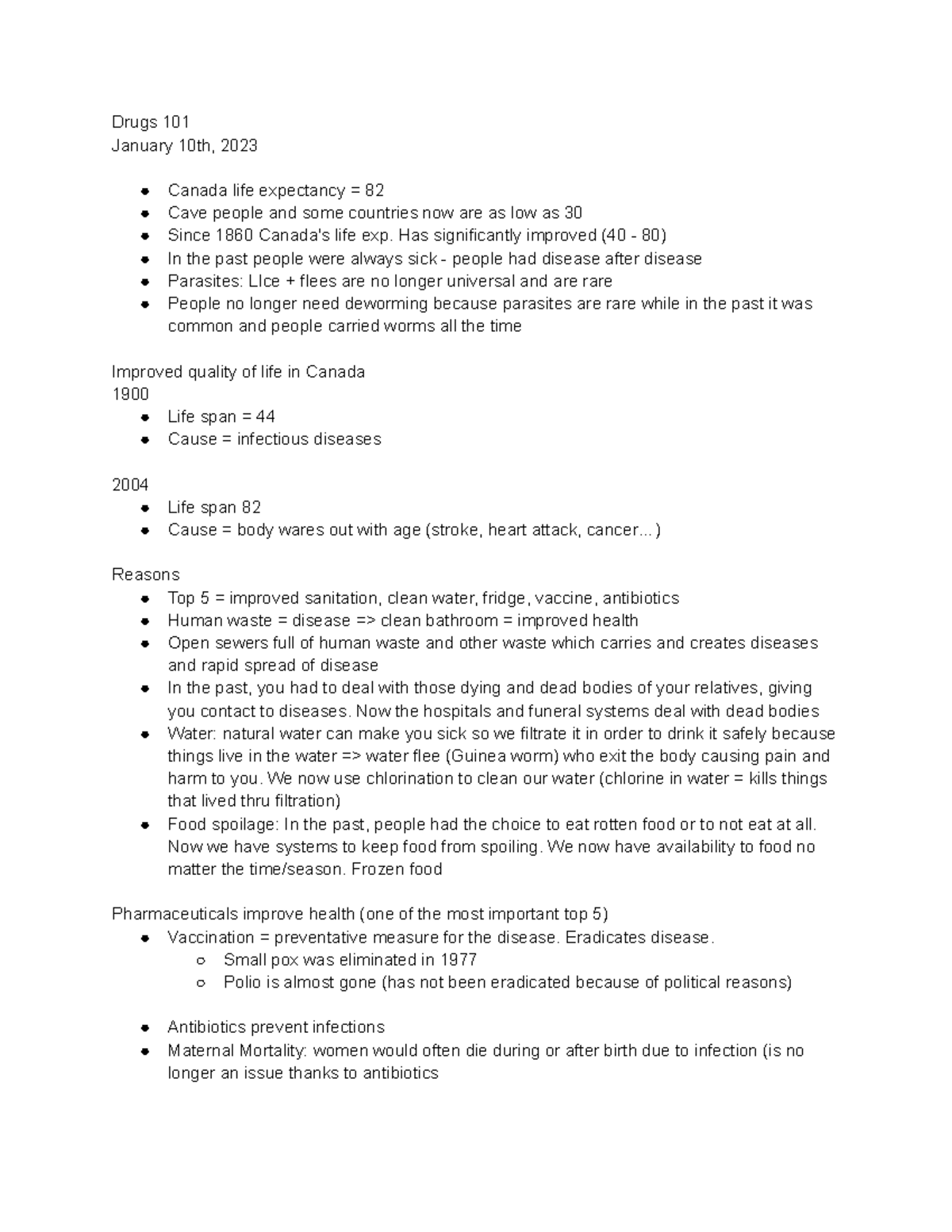 Drugs 101 lecture notes - Drugs 101 January 10th, 2023 Canada life ...
