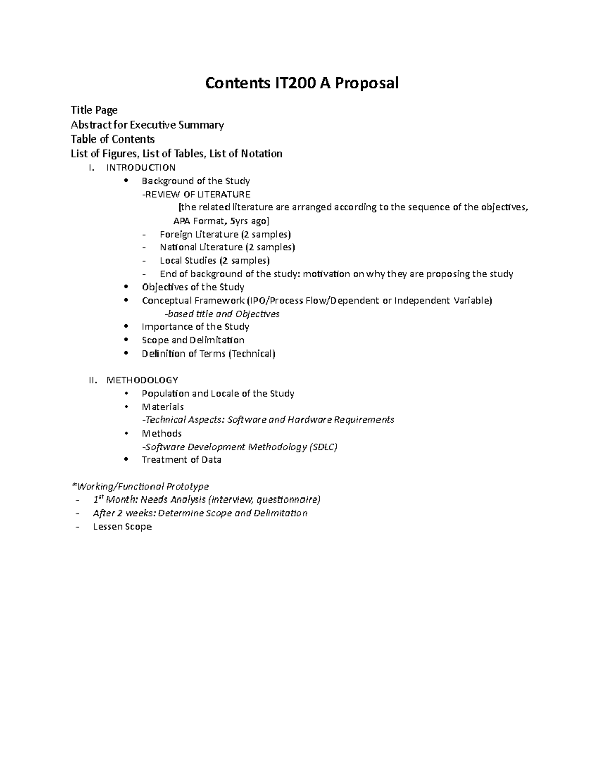 IT200 A Format Proposal - Contents IT200 A Proposal Title Page Abstract ...