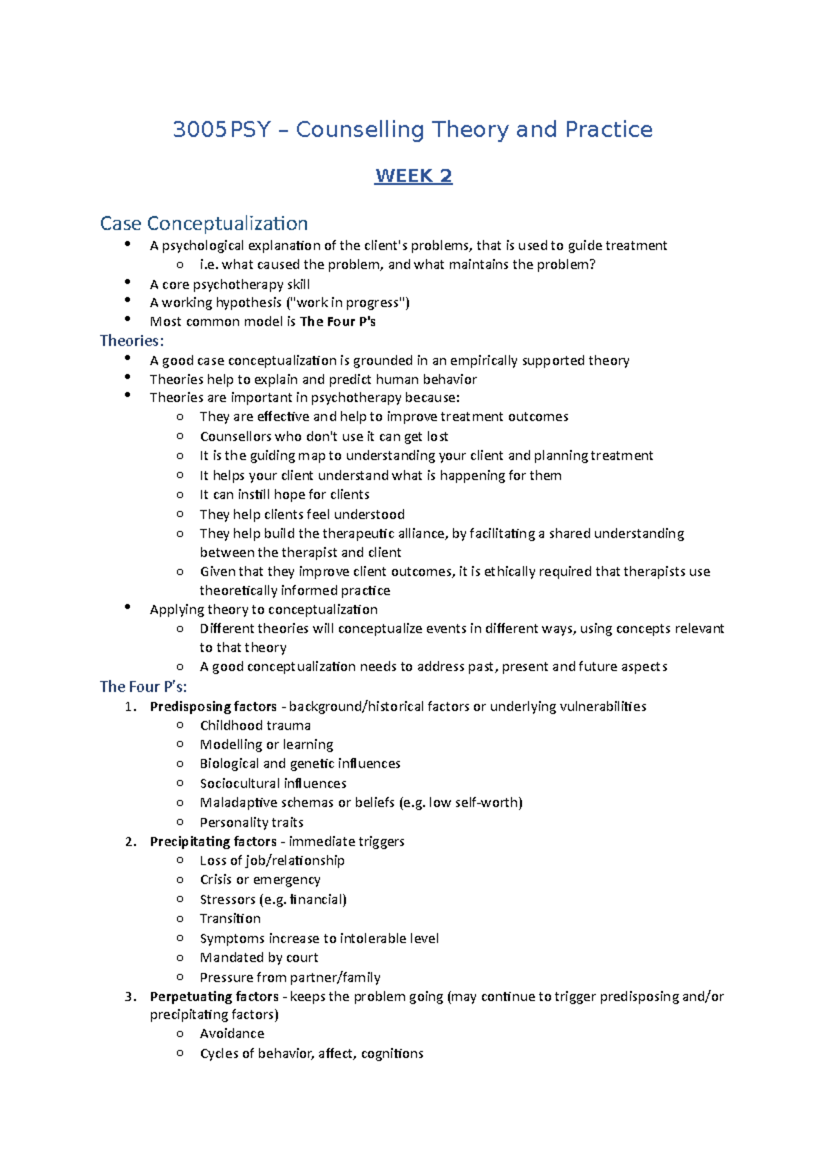 3005PSY (WK 2) - Module & Lecture Notes - 3005PSY – Counselling Theory ...