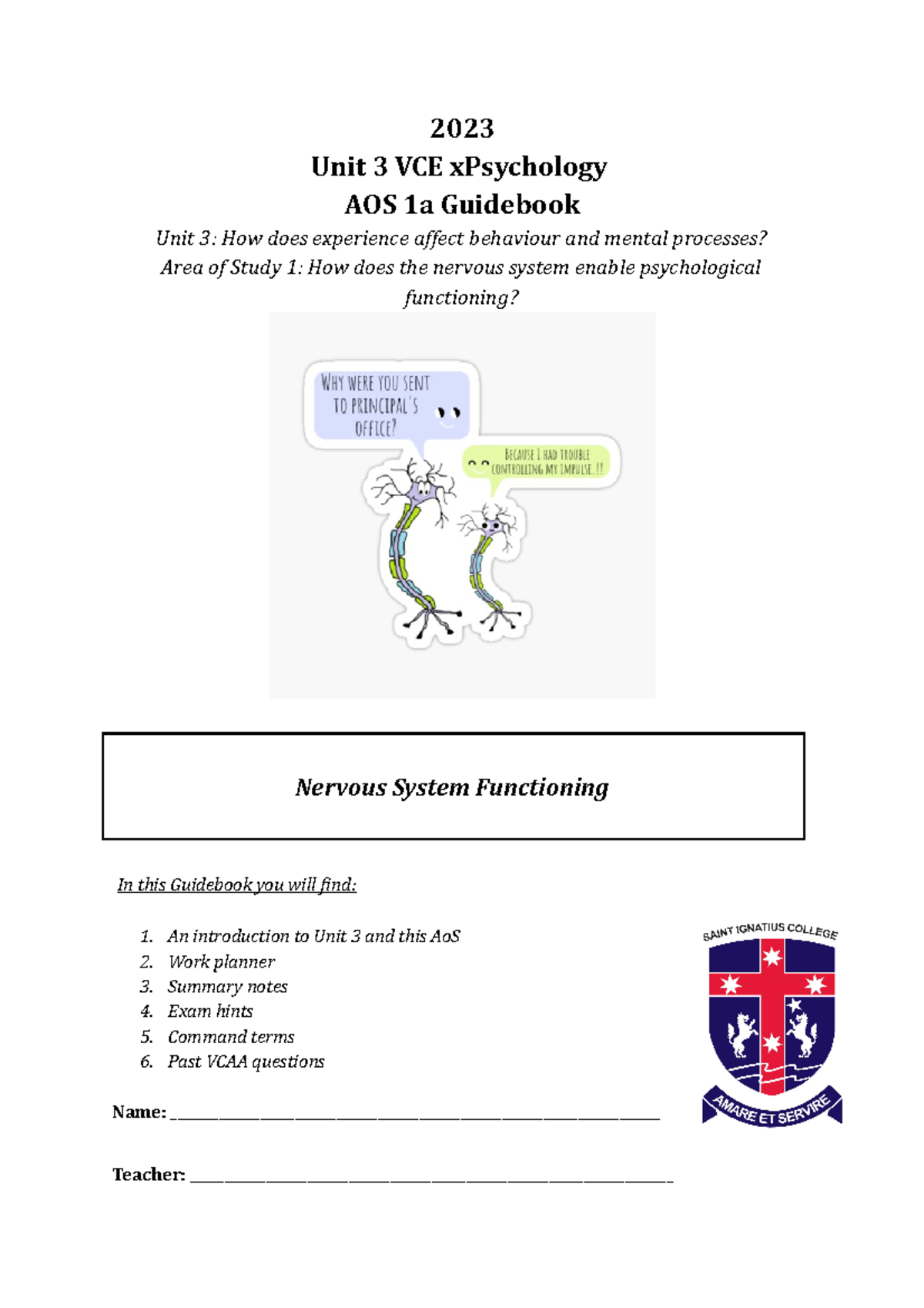 2023 Unit 3 Ao S1a Kickstart Guidebook - 2023 Unit 3 VCE xPsychology ...