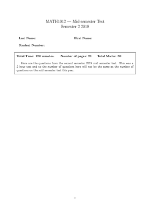 Prac2Solutions - prac2 - MATH1012 (Semester 2, 2023) Practical Class 2: Subspaces, spanning sets ...