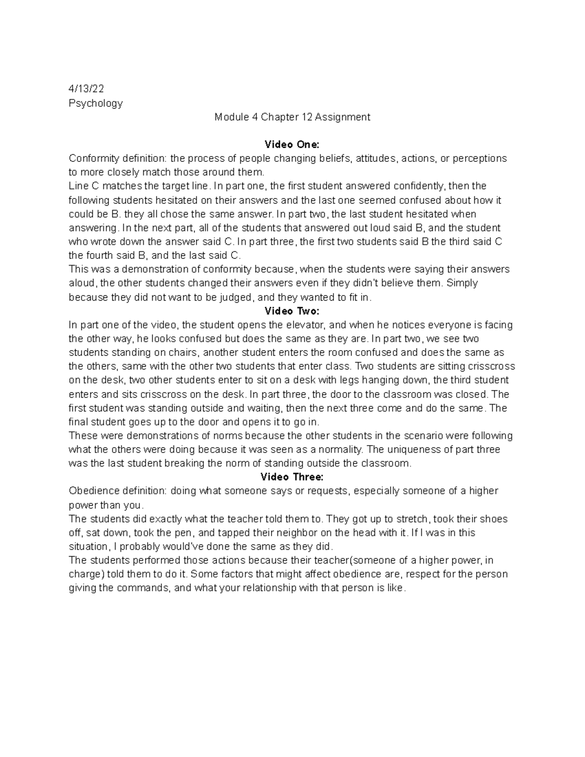 Mod 4 ch 12 psych - 4/13/ Psychology Module 4 Chapter 12 Assignment ...