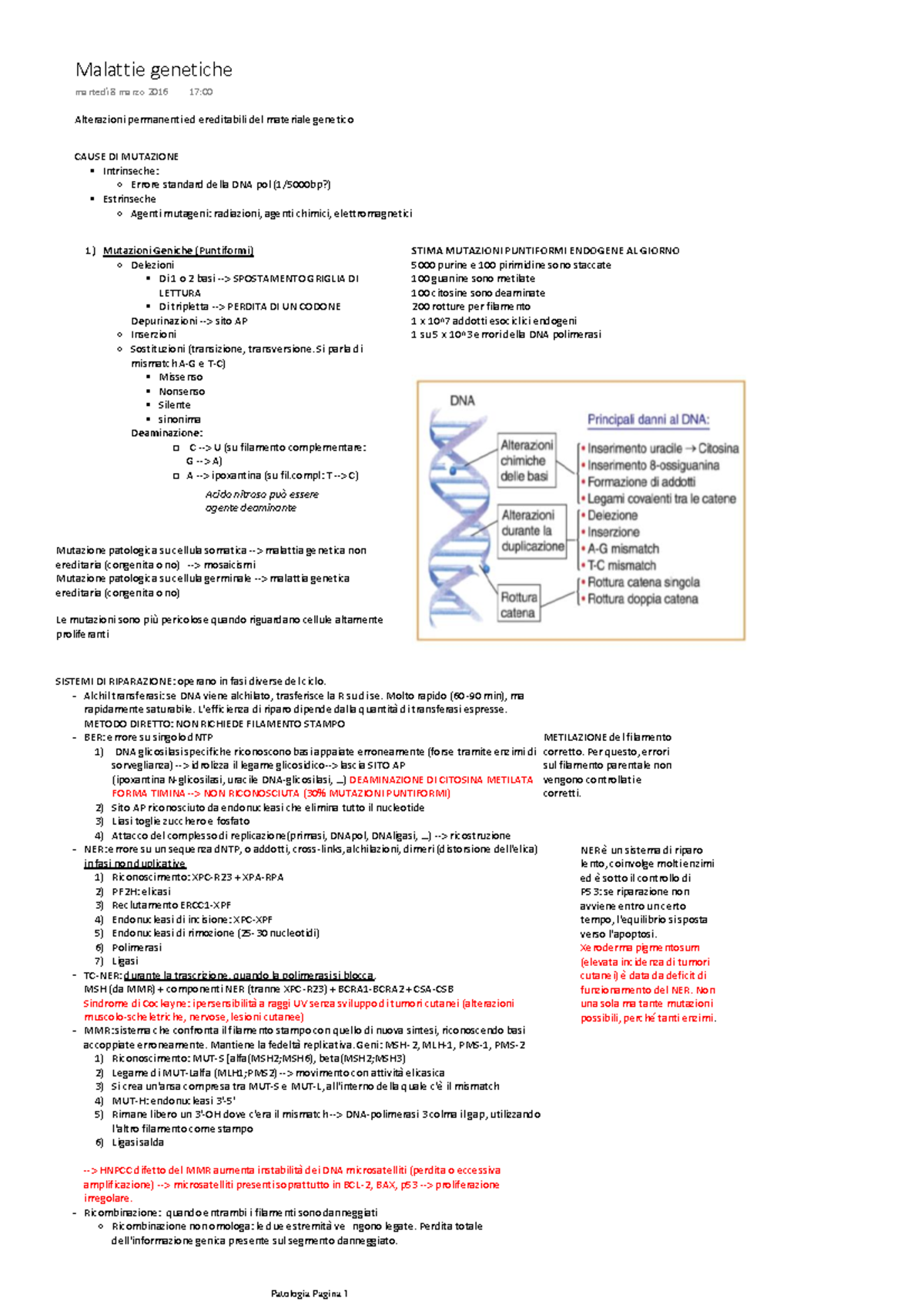 Appunti - Patologia Malattie genetiche - Patologia Generale - Warning: TT: undefined function ...