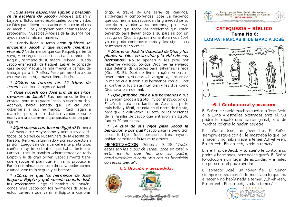 Ficha Catequesis Biblico No 6 v2 - * ¿Qué seres especiales subían y ...