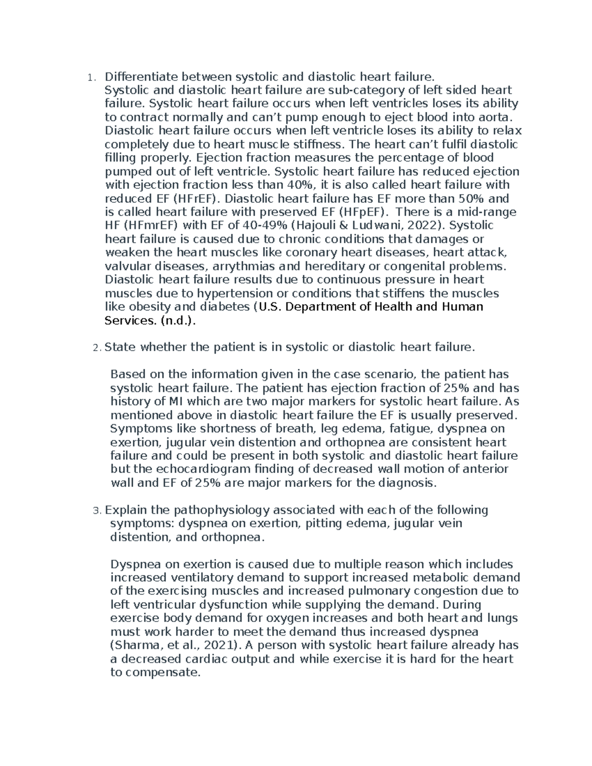 Nr507 week2 discussin - discussion - 1. Differentiate between systolic and diastolic heart ...