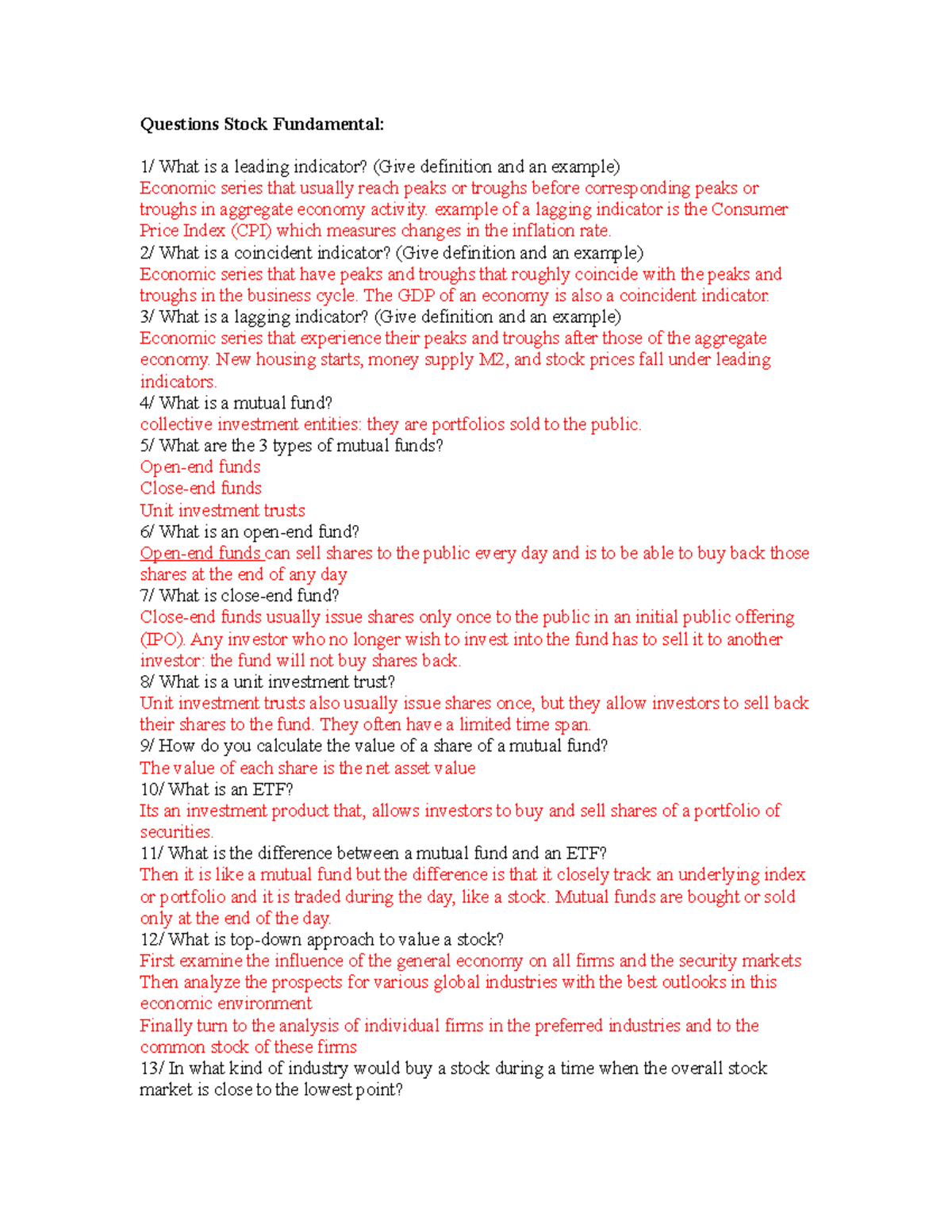 7Stock Fundamentals - Lecture notes 7 - Questions Stock Fundamental ...