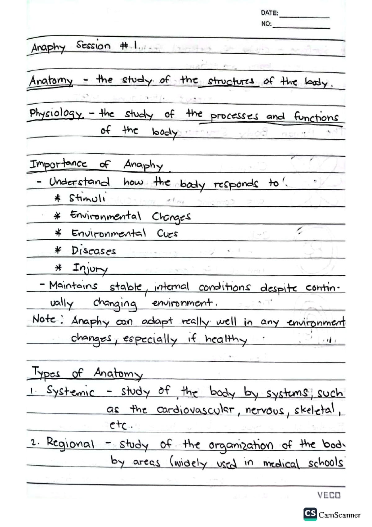 Anaphy Session 1 Reviewer Crdts to Ernest - Anaphy and Physiology - Studocu