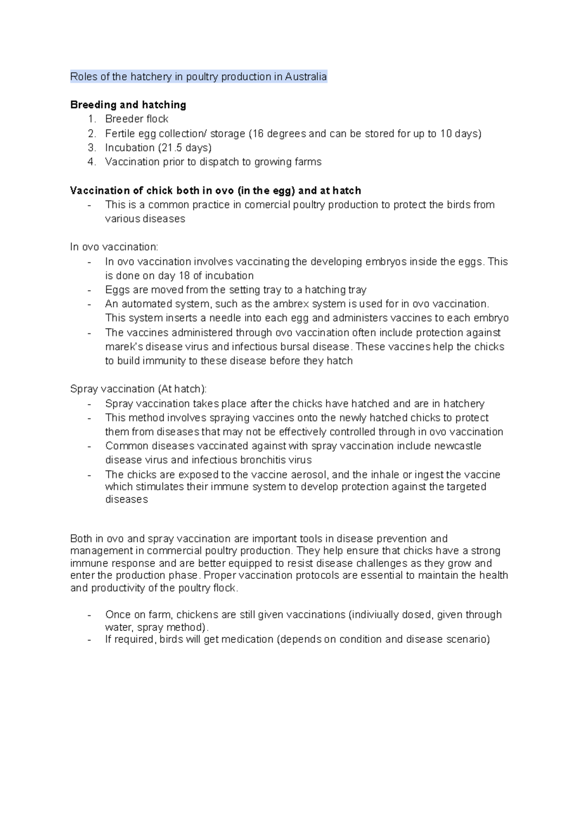 hatchery in poultry production - Breeder flock 2. Fertile egg ...