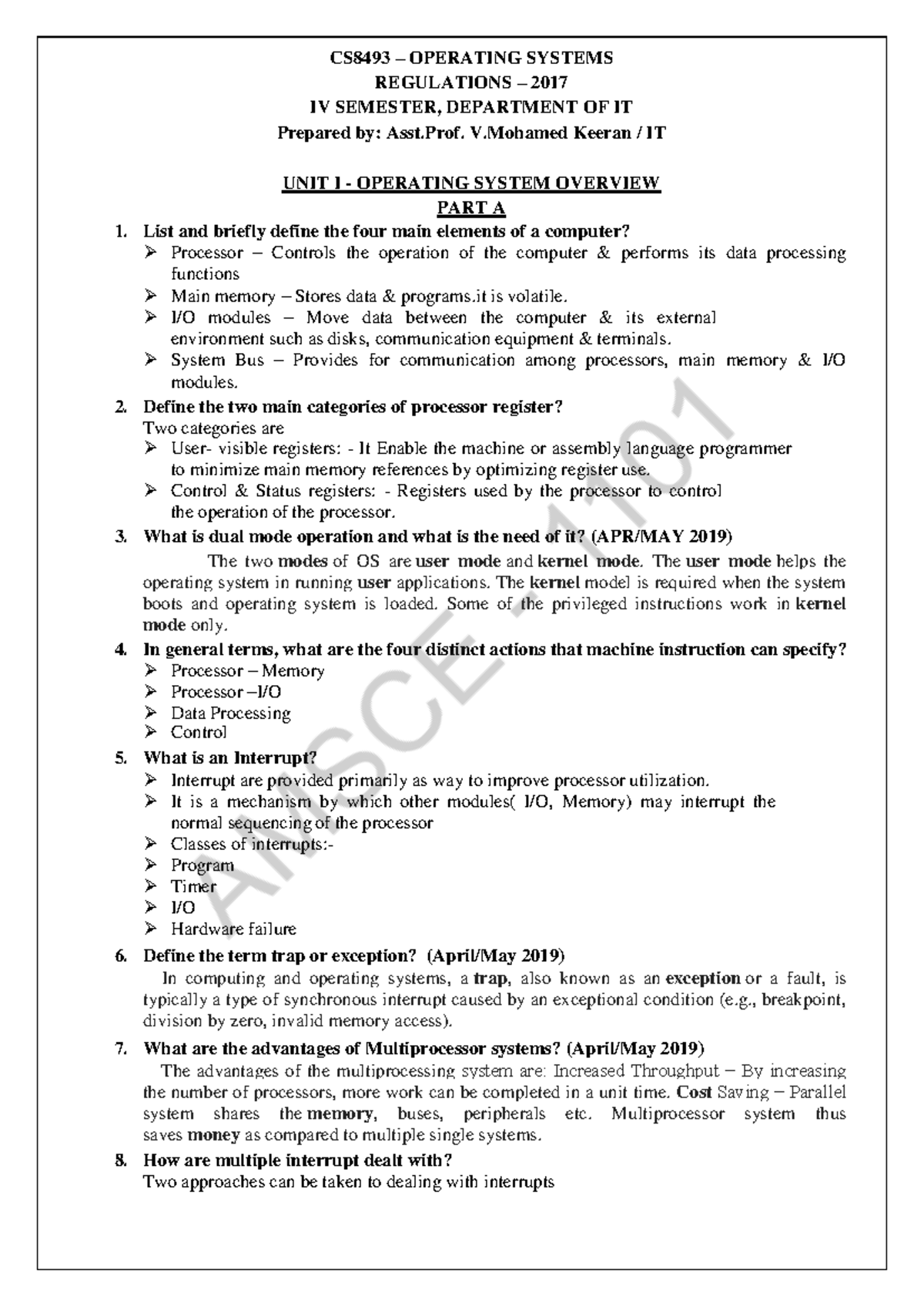 CS8493-Operating-Systems-Question-Bank - CS8493 – OPERATING SYSTEMS ...