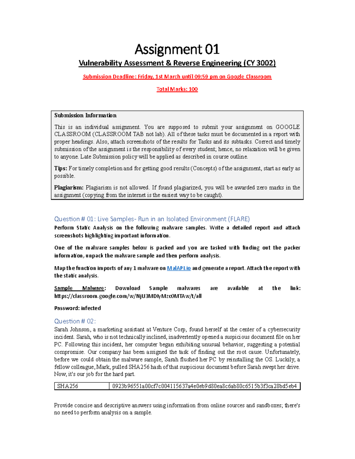 Assignment 1 - This is for the ps studio - Assignment 01 Vulnerability Assessment & Reverse ...