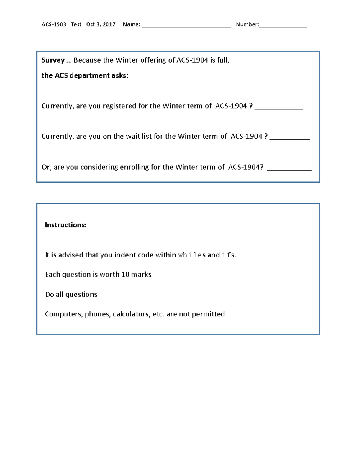 Test 3 October 2017 Questions Warning Tt Undefined Function 32 Survey Because The