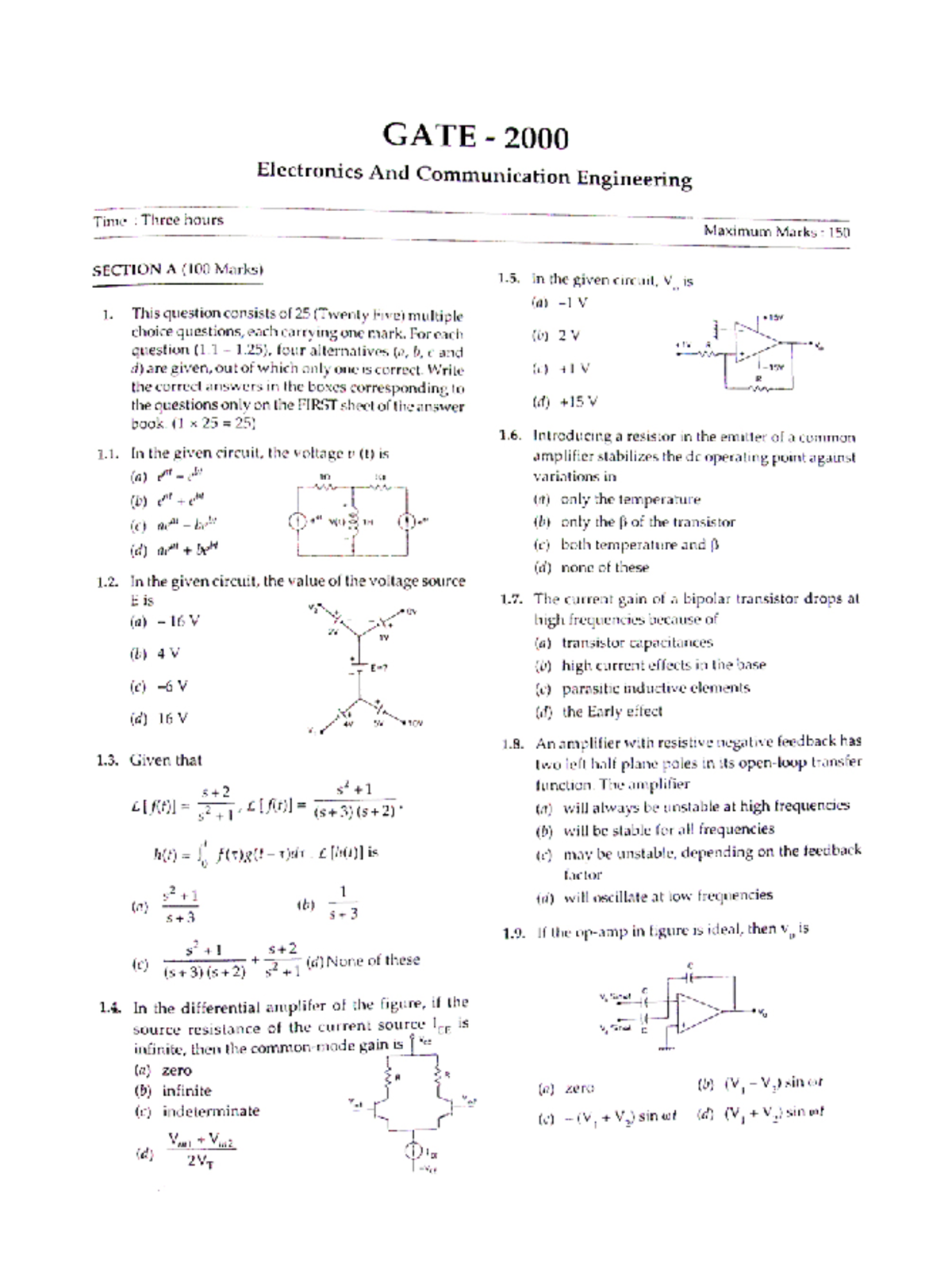 GATE-ECE-2000 - GATE-ECE-2000 - GATE - Studocu
