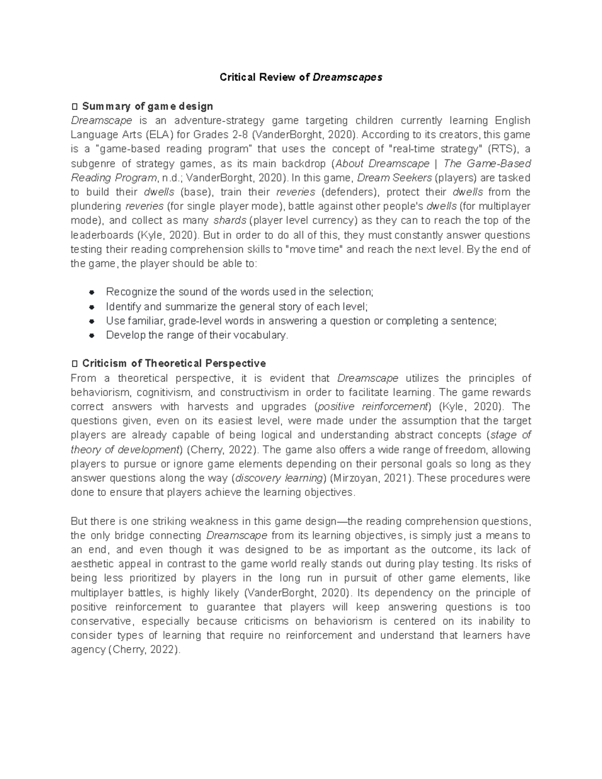 Critical review of dreamscapes - According to its creators, this game ...