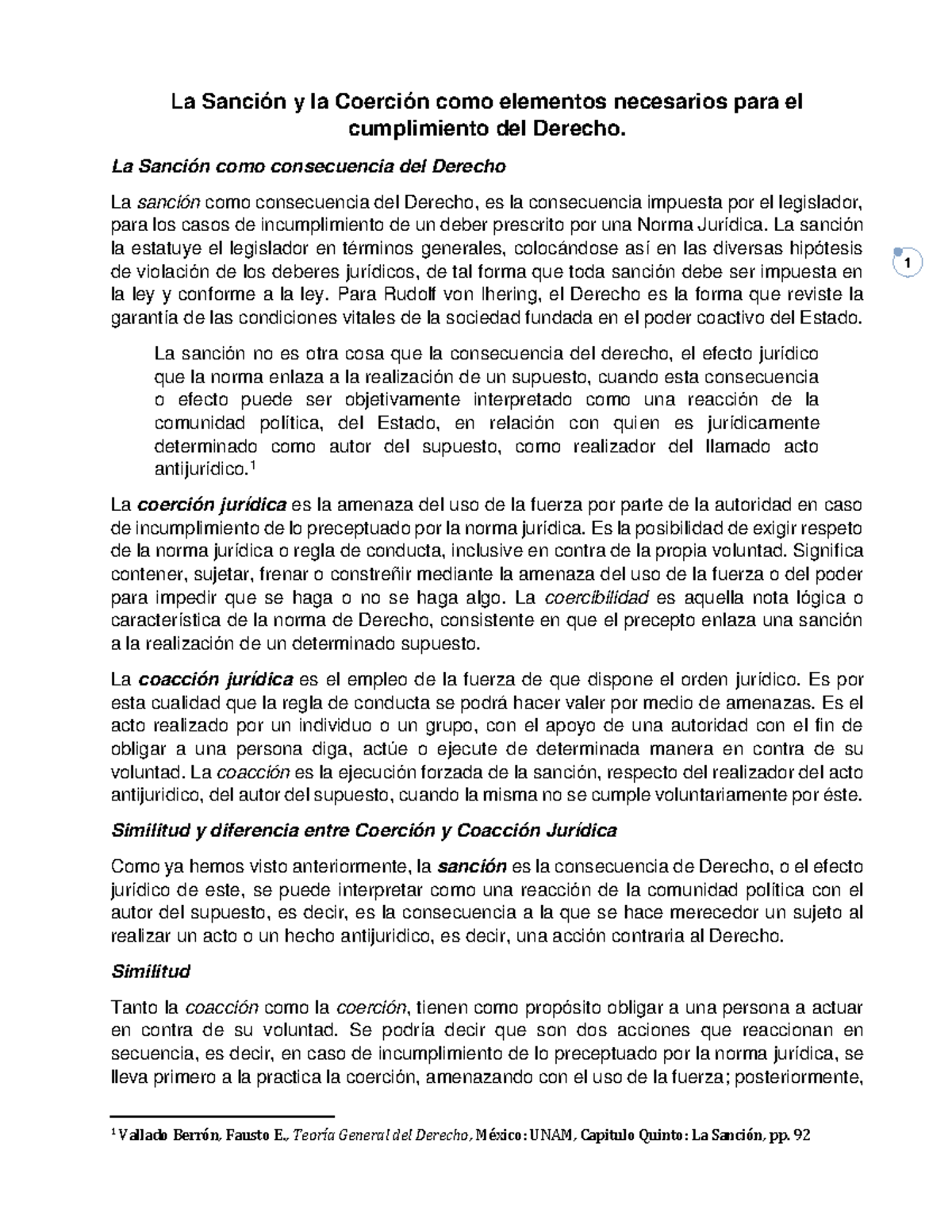 La sanción y la coerción como elementos necesarios para el cumplimiento ...