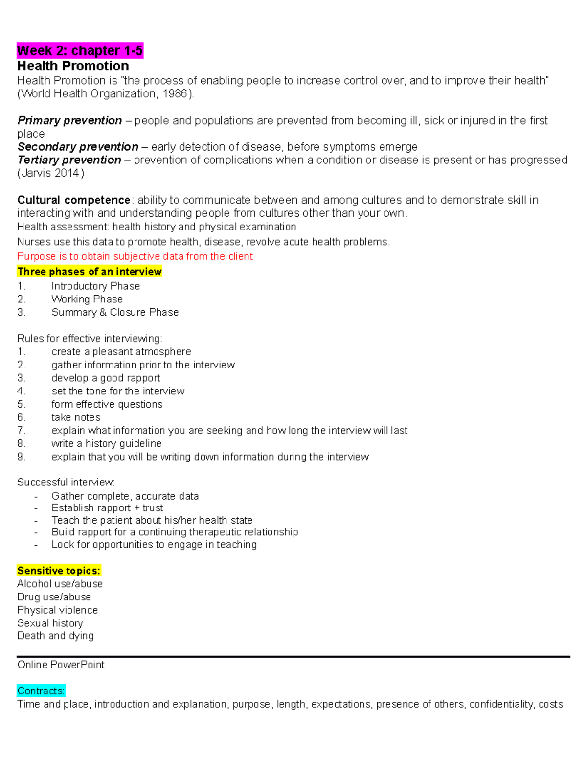 Week 2 powerpoint notes - Week 2: chapter 1- Health Promotion Health ...