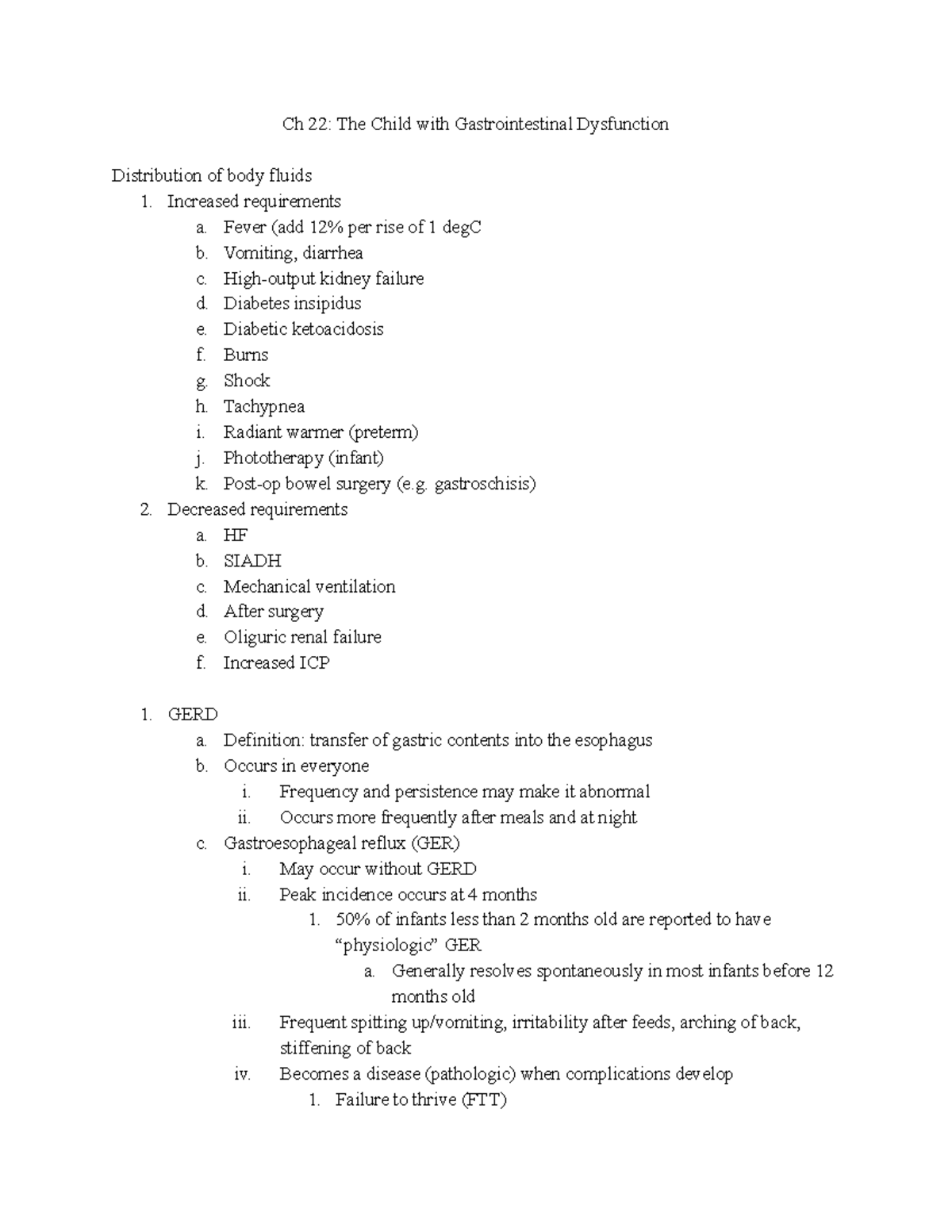 GI Notes - PEDS - Ch 22: The Child with Gastrointestinal Dysfunction ...