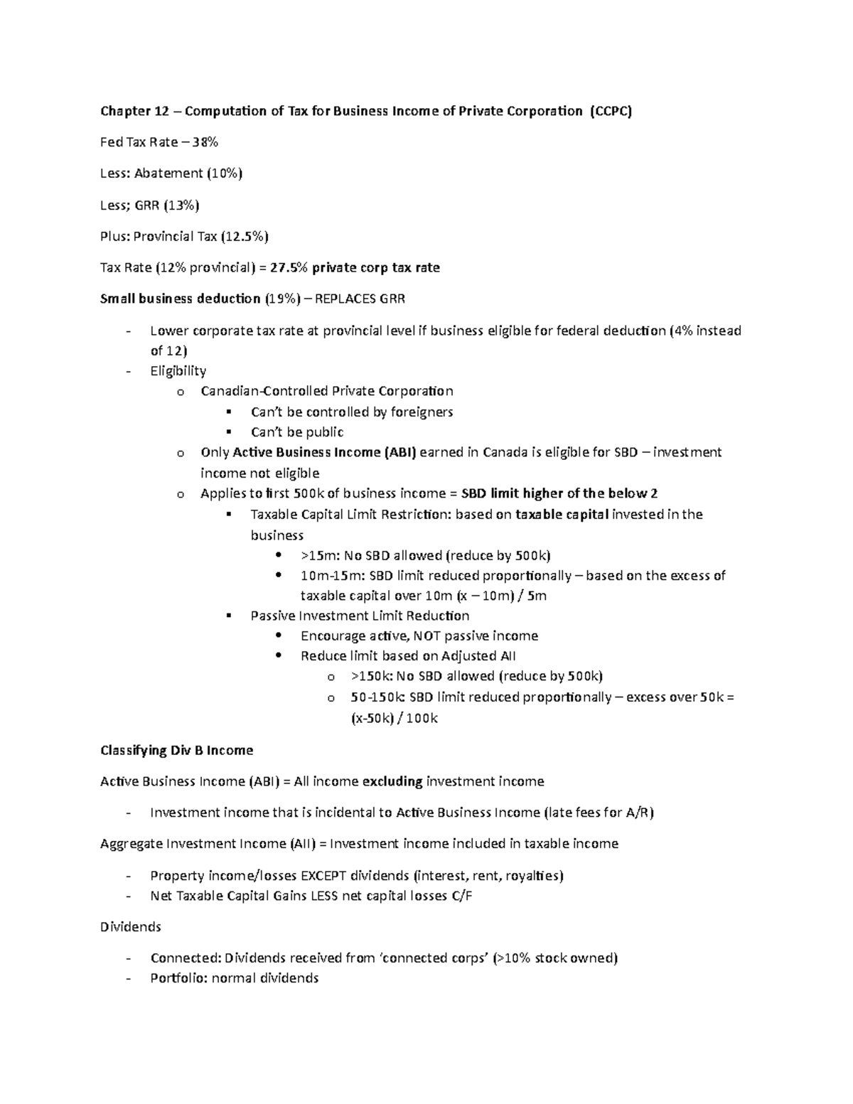 Chapter 12 - Lecture notes 2 - Chapter 12 – Computation of Tax for ...