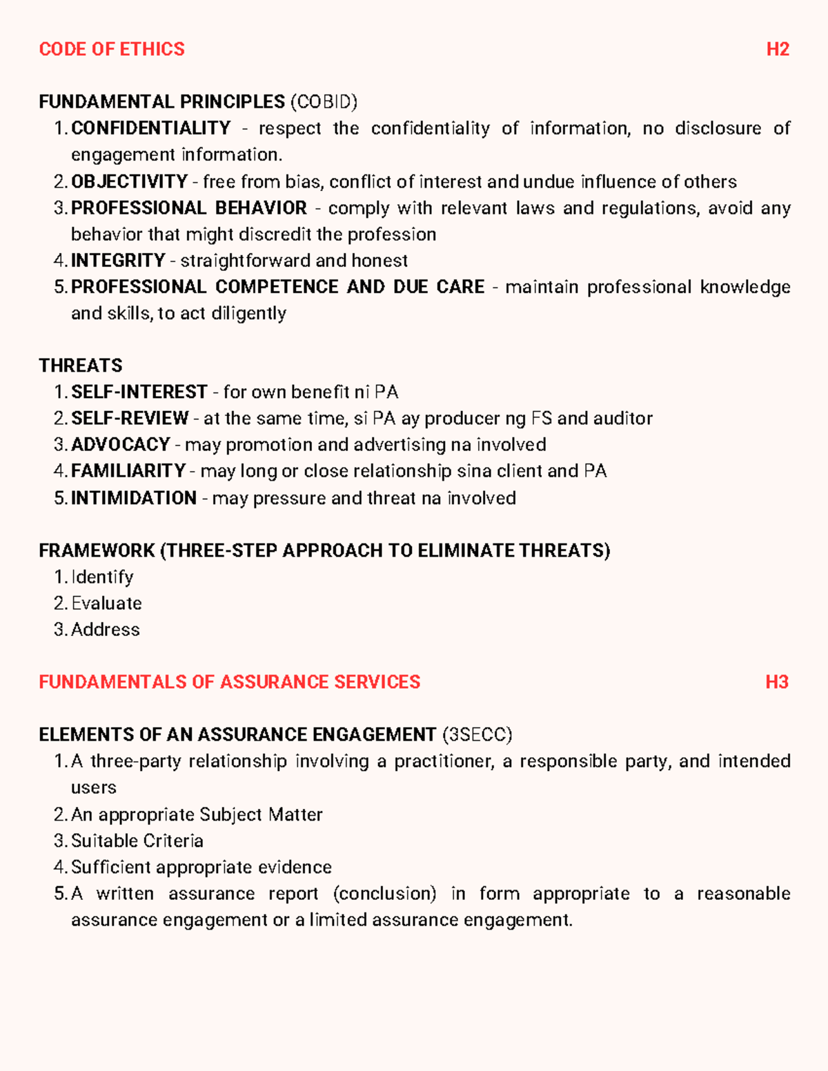 AUDITING code of ethics and assurance service - CODE OF ETHICS H ...