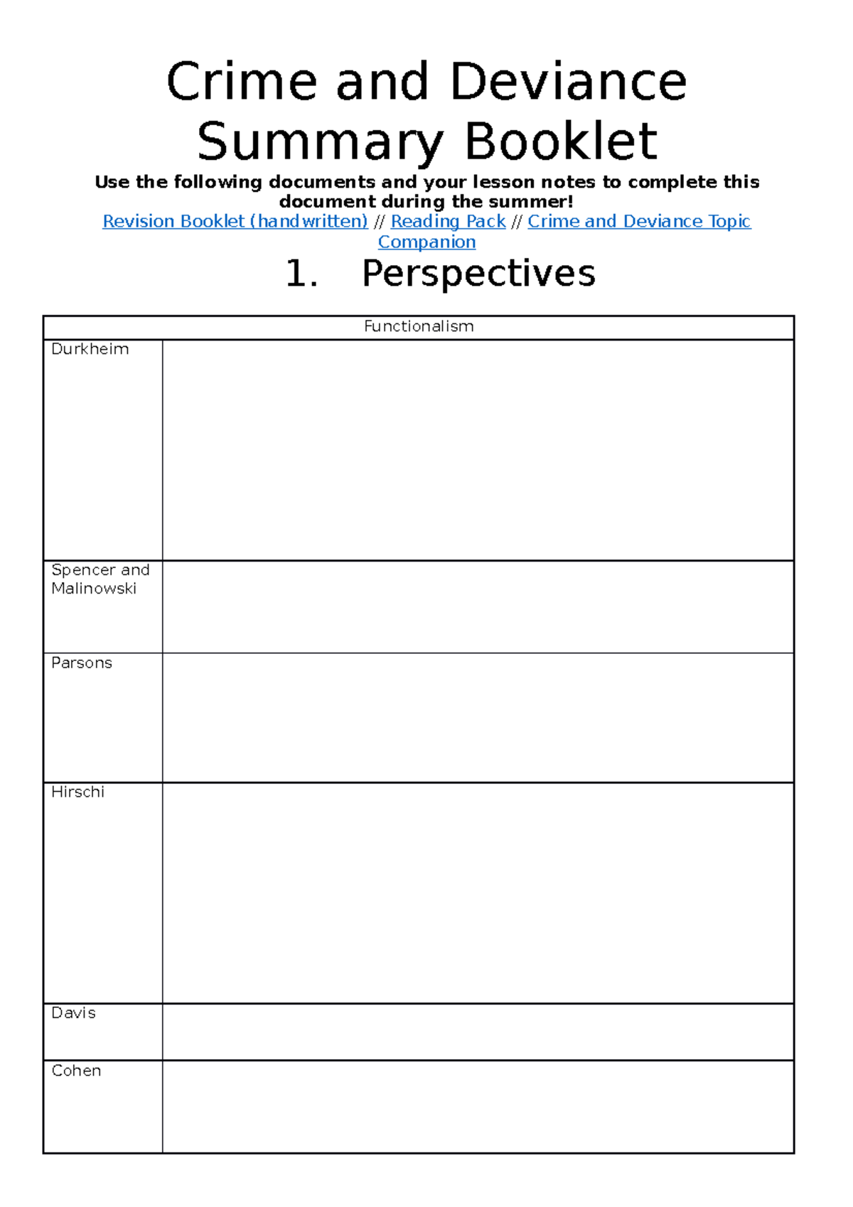 Crime and Deviance Summary Booklet - Crime and Deviance Summary Booklet ...