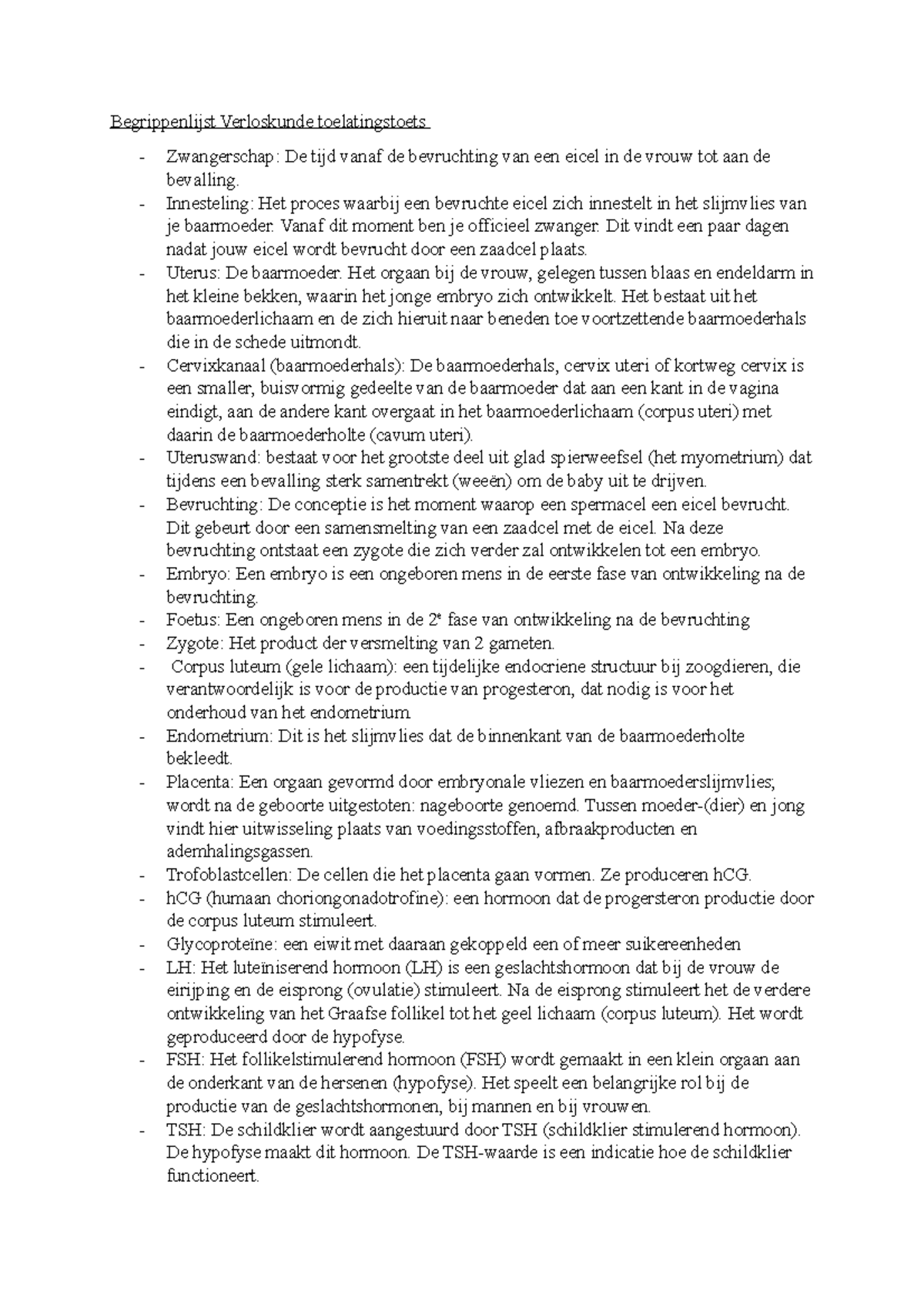 Begrippenlijst Verloskunde toelatingstoets - Begrippenlijst Verloskunde ...